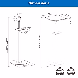 Mount-It! Dual Use Projector Stand, 2 Mounting Options: 1/4" Screw and Platform Portable Projector Stand For Mini Projectors Adjustable Height Floor Stand 13.2 lb load, For Home, Office, Studio, DJs