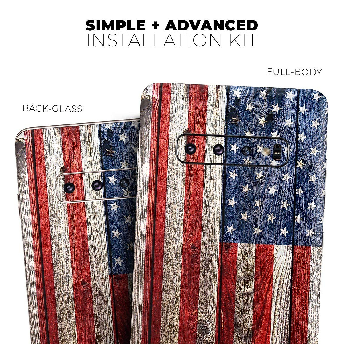 DesignSkinz Wooden Grungy American Flag | Protective Vinyl Decal Wrap Skin Cover Compatible with The Samsung Galaxy S20 Plus (Full-Body, Screen Trim & Back Glass Skin)