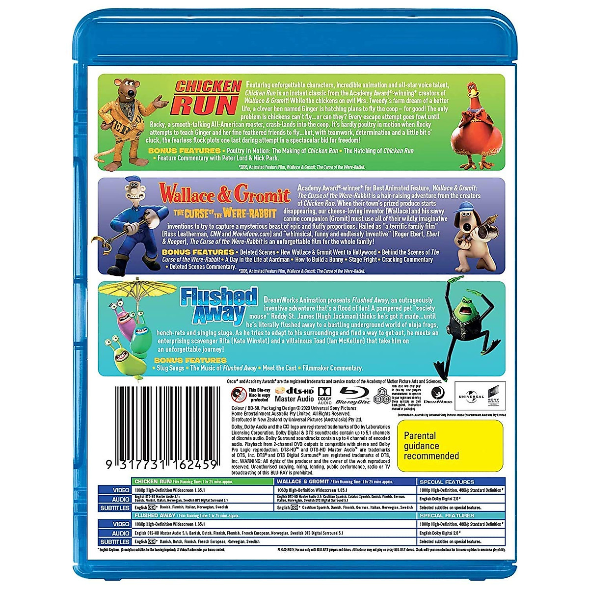 Chicken Run / Wallace & Gromit: The Curse of the Were-Rabbit / Flushed Away (3 Film Collection)