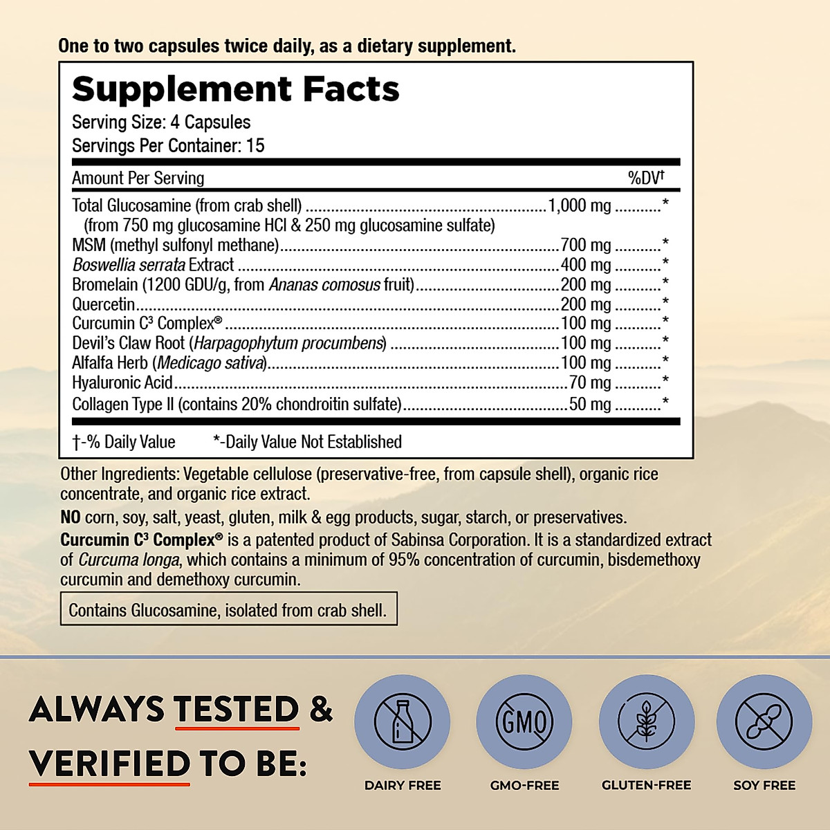 Mt. Angel Vitamins - Joint Solution Advanced, with Curcumin C3 Complex, Glucosamine, Hyaluronic Acid, Bromelain, Collagen Type 2 & MSM, Improves Fluidity & Supports Joint Comfort (60 Capsules)