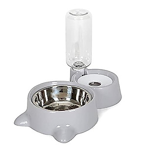 AHEGAS Dog Food Bowl 2 in 1 Cat Bowl Water Dispenser Automatic Water Storage Pet Dog Cat Food Bowl Food Container with Waterer Pet Waterer Feeder ( Color : Gray )