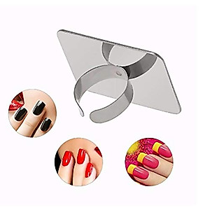 Frcolor 2PCS Nail Art Palette Stainless Steel Makeup Mixing Palette Ring Nail DIY Art Design Paint Color Mixing Palette Metal Tool