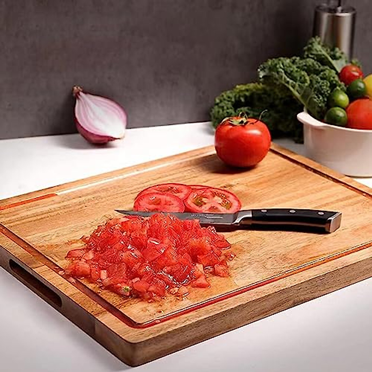 Kichvoe Wood Cutting Board Paddle Charcuterie Boards Kitchen Chopping Boards Food Tray Cheese Bread Pizza Snack Serving Plate for Meat Vegetables Fruit Bread 40X30X2cm