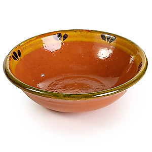 Ancient Cookware, Mexican Clay Soup Bowl, Trefoil Design, 20 Ounces