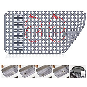 ARLBA Upgraded Silicone Kitchen Sink Mat 25"x13"，Sink Protectors for Kitchen Sink with Rear Drain/Center Drain,Sink Bottom Grid Protection Sink Rack For Farmhouse Stainless Steel/Porcelain Sink