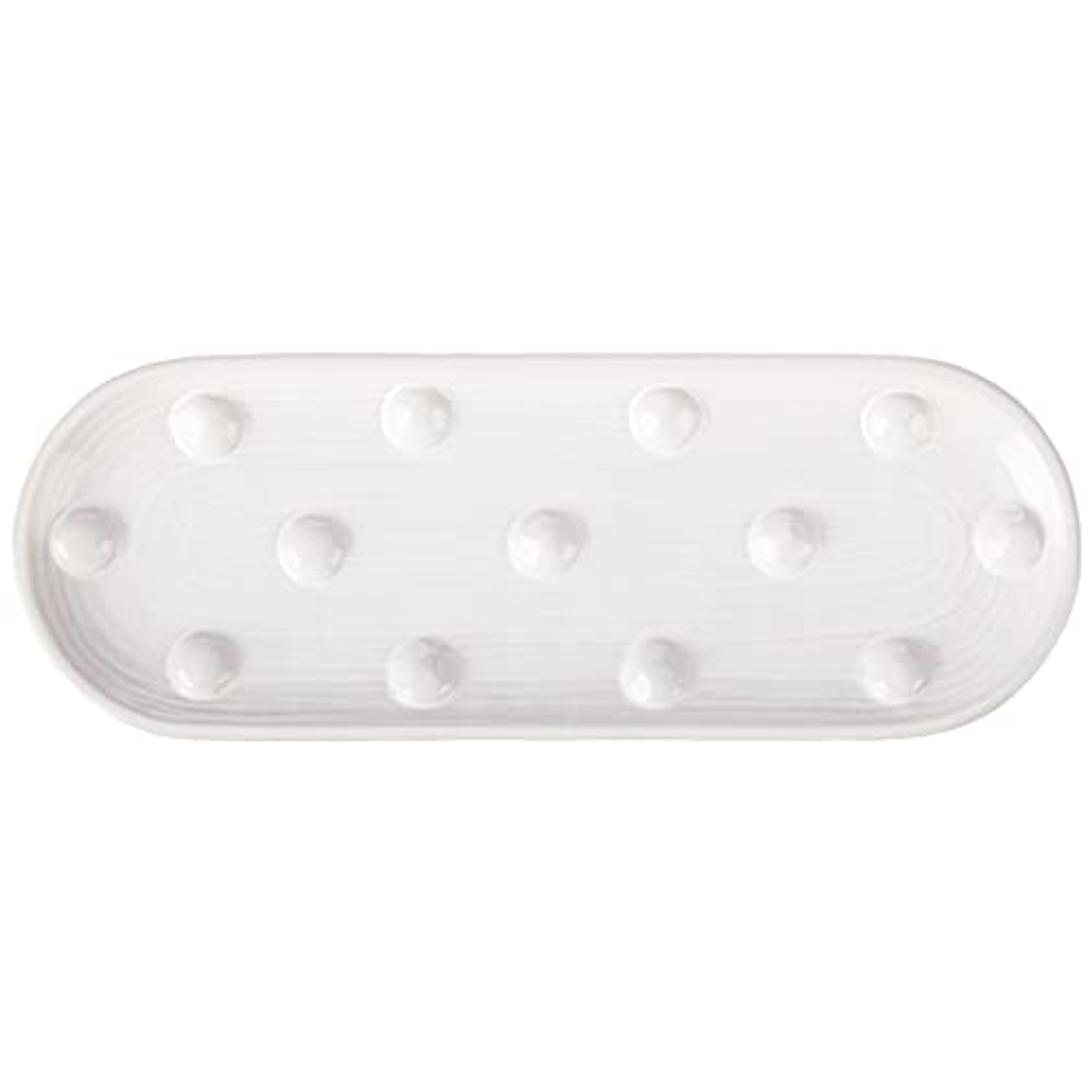 Mud Pie Dotted Dip and Tray Set, Size 5" x 14" 2" x 4 1/4" Dia | Spreader 6 1/2", White