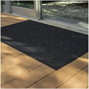 UNIMAT 3x5 (36"x60") Dual Ribbed Outdoor-Indoor Doormat with Waterproof Charcoal Rubber Backing - Stylish Welcome Mat, Perfect for Home, Office, and Kitchen Entrances