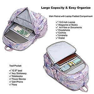 Hidds Laptop Backpacks 16 Inch School Bag College Backpack Anti Theft Travel Daypack Bags Bookbags for Teens Girls Women Students (Tie-Dye Purple)