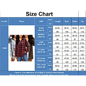 Womens Flannel Plaid Shirts Oversized Collared Business Casual Button Down Shirts Blouse Tops