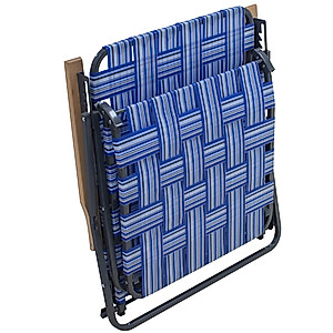 CAMP & GO Steel Folding Grey Outdoor Patio/Camping Chair with Blue Woven Fabric and Arm Rests (Pack of 2)