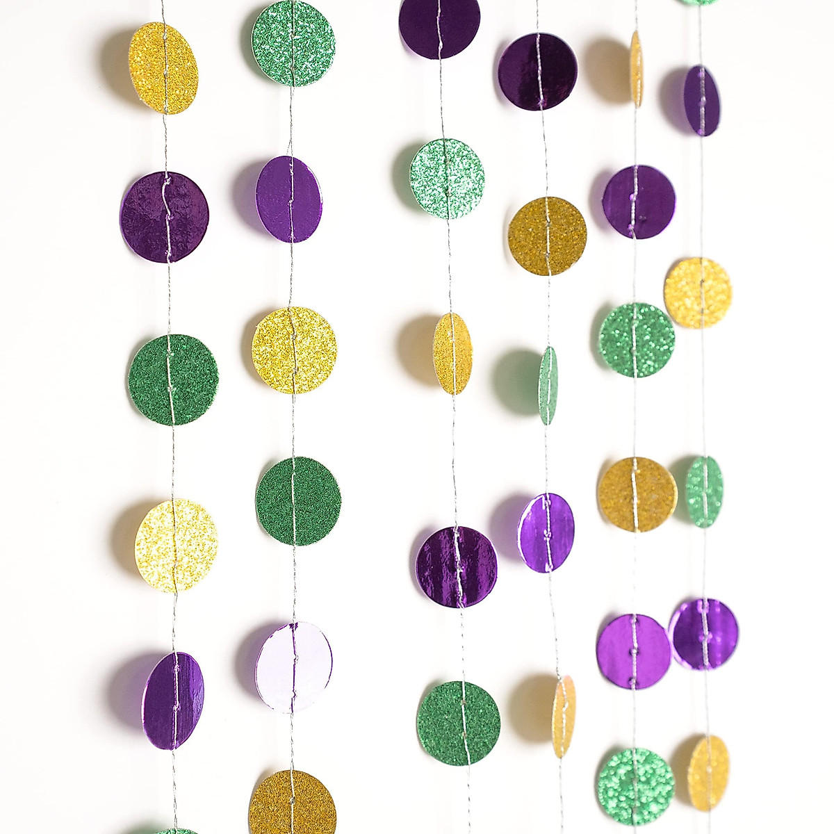 Cheerland Green Purple Gold Mardi Gars Mask Banner Paper Bead Garland Set for Mardi Gars Theme Party Decoration Triangle Flag Bunting for Fat Tuesday Party Supplies New Orleans Party Decor