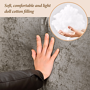 FIQHOME 84'' Convertible Sectional, Modern Chenille L-Shaped Sofa Couch with Reversible Chaise Lounge, Fit for Living Room, Apartment(2 Pillows,New,Espresso)