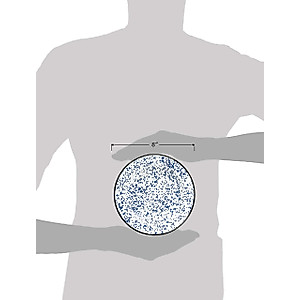 Red Co. Set of 4 Enamelware Metal Classic 8" Round Salad Plate, Navy Blue Marble/Black Rim - Splatter Design