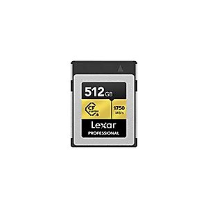 Lexar Professional 512GB CFexpress Type B Memory Card, Up To 1750MB/s Read, Raw 4K Video Recording, Supports PCIe 3.0 and NVMe (LCFX10-512CRBNA)
