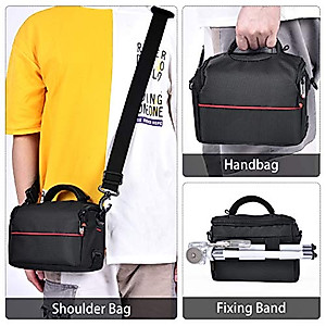 FOSOTO Compact Camera Shoulder Bag Case with Waterproof Rain Cover Compatible for Canon EOS M50 PowerShot SX420 SX430 SX70 SX50 SX30IS Sony a6400 RX10 DSC-H300 Nikon Coolpix P900