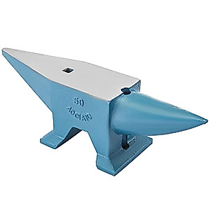 Happybuy Single Horn Anvil 110Lbs Cast Steel Anvil Blacksmith for Sale Forge Steel Tools W/Round and Square Hole and Equipment Anvil Rugged Blacksmith Jewelers Durable and Robust Metal Working Tool