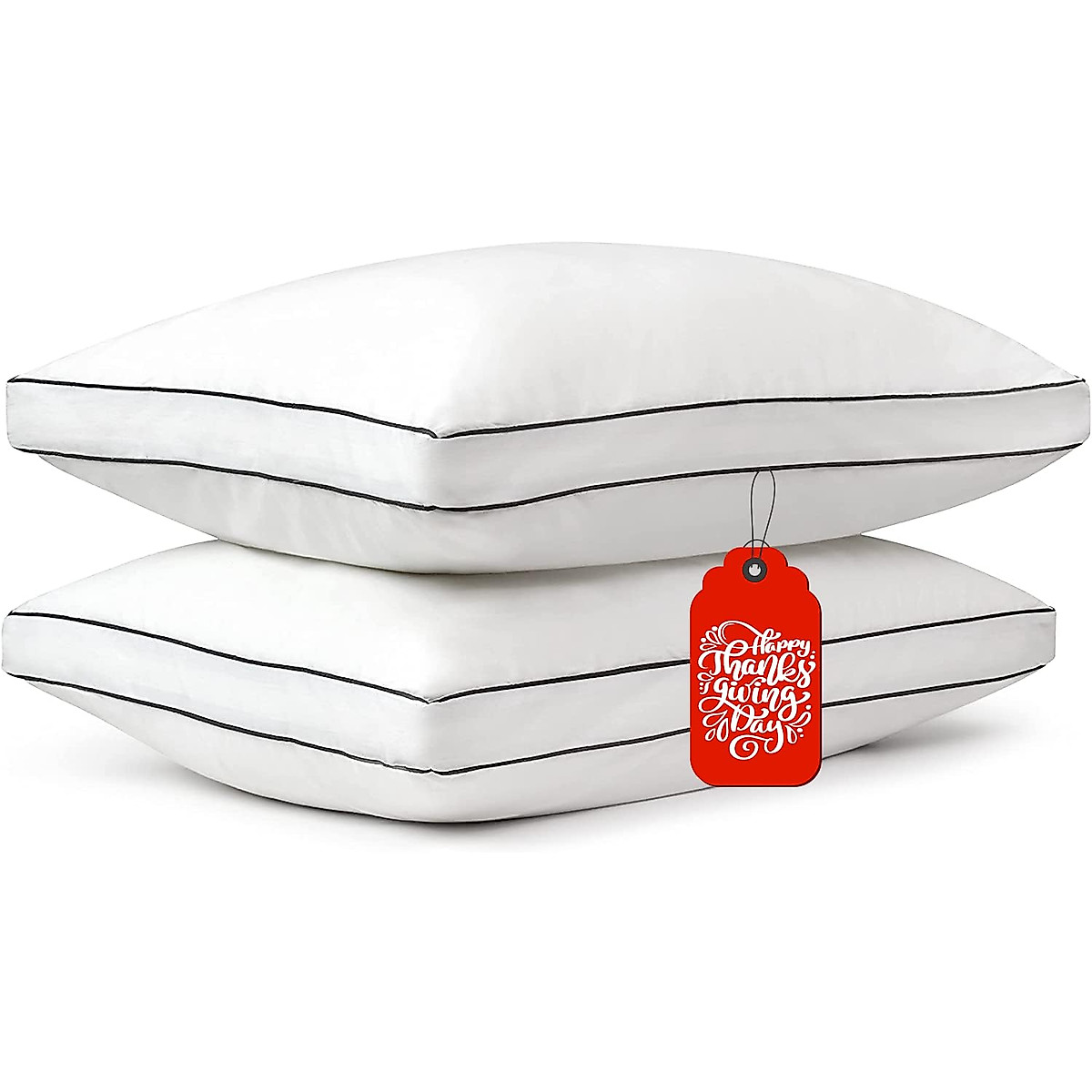 CHATEAU HOME COLLECTION Tencel Eucalyptus Queen Size Sheet Set & Standard Pillows Set of 2 Combo- Ivory Silky Soft Breathable Sheets & White Supportive Soft Pillow Design with Grey Stripes