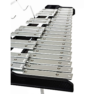 Gearlux 32-Note Glockenspiel Bell Kit with 8" Practice Pad, Stand, Music Rest, Mallets, Drum Sticks, and Gig Bag
