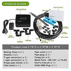 FOUDOUR Reptile Humidifiers Misting System for Reptile Terrariums Rainforest Sprayer Reptile Fogger with Timing Controller for Reptiles/Chameleons/Herbs