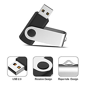 32GB USB Flash Drives 5 Pack, TYSHCY 32 GB USB 2.0Thumb Drives Swivel Memory Stick Jump Drive Zip Drive with LED Light for Data Storage Backup, Black