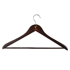 Wooden Hangers for Shirts,Jackets,Pants,Suits and Coats Hangers with Non Slip Bar ,Precisely Cut Notches-360-Degree Swivel Chrome Hook-Smooth Finish Clothes Hanger 5 Pack Heavy Duty Hangers by Darios