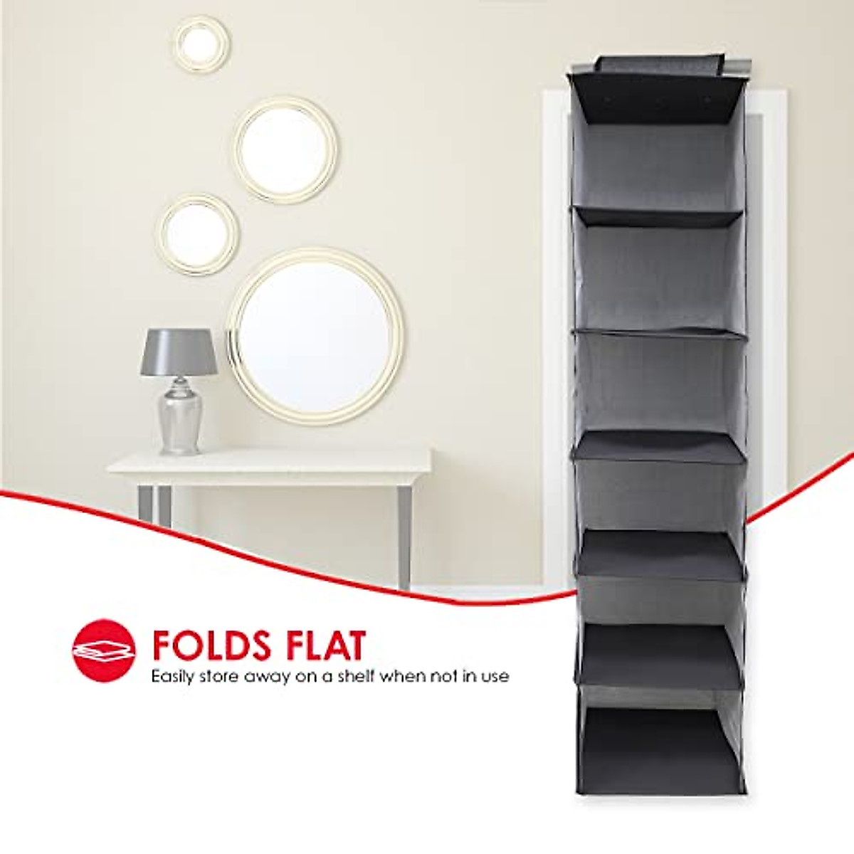 Home Basics SB39011 Hanging Closet Organizer, 6 Shelf, Grey