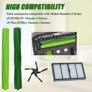 Replacement Parts Roller Brushes kit Compatible for IRobot Roomba S9 (9150) S9+ S9 Plus (9550)