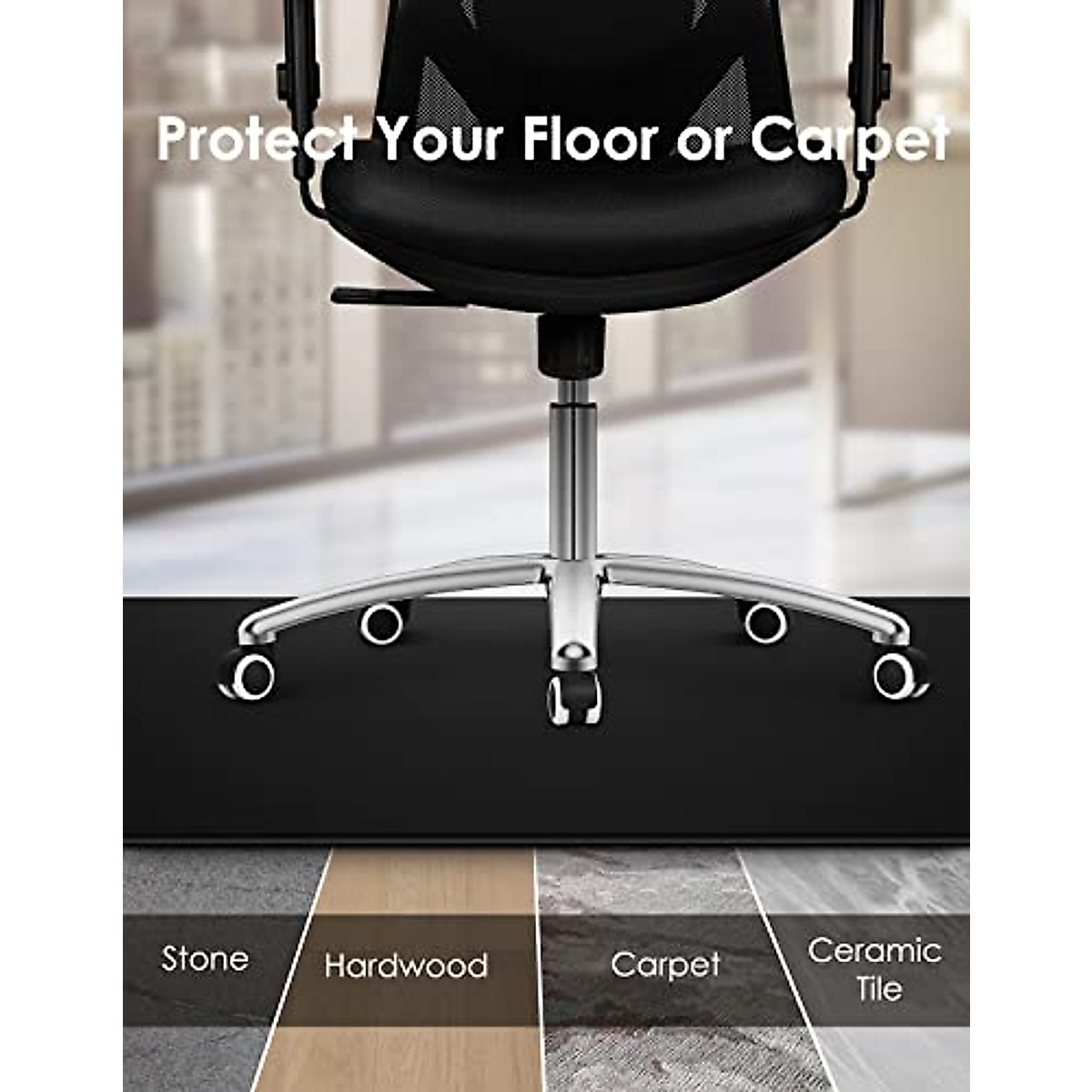 Office Chair Mat for Carpet, Hardwood and Tile Floor, 1/5" Thick Desk Chair Mat, 35" x 45" Anti-Slip Carpet Chair Mats for r Low/Medium Pile Carpets