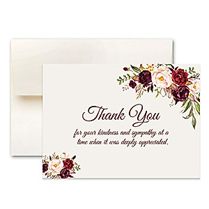 Impressions 50 Sympathy Acknowledgement Cards, Funeral Thank You Notes,Includes Envelopes