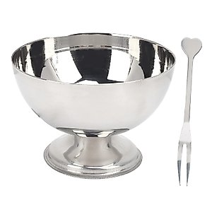 Pssopp Dessert Bowls with forks Stainless Steel Milkshake Cup Short‑Footed Medium Snack Dish Multipurpose and Easy to Clean for Ice Cream Fruit