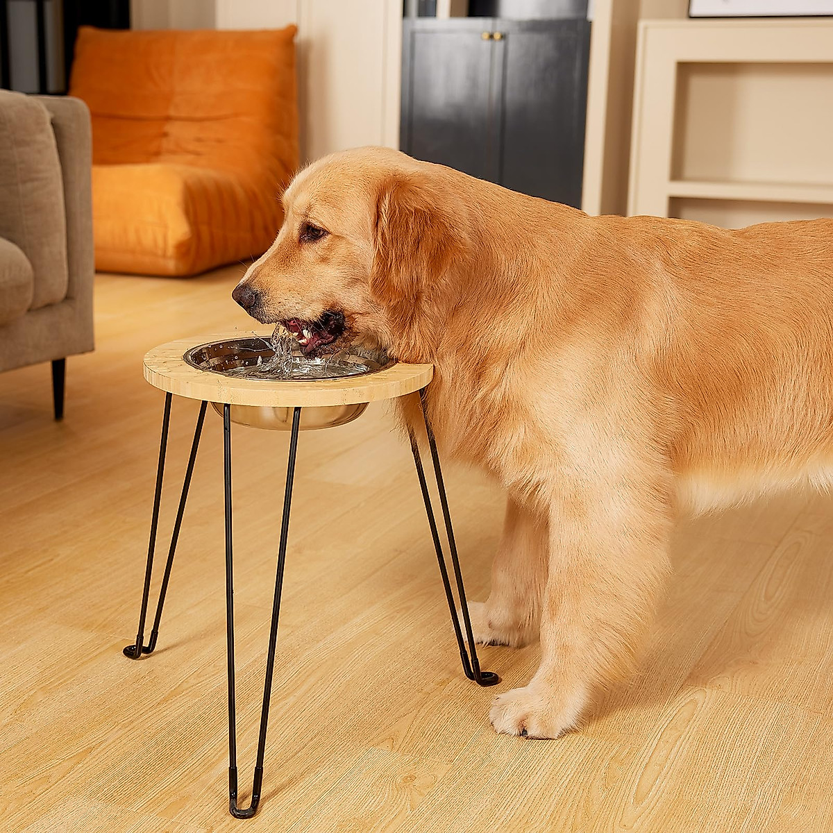 Yangbaga Elevated Dog Bowl for Large Dogs,16.3in High Extra Large Dog Bowl Stand,Comes with a Stainless Steel Bowl with Capacity of 2L Water or 2.2LBs of Dog Food