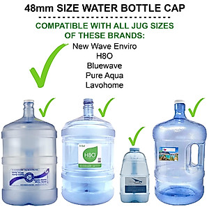 SANITRO Water Systems Screw-On Caps for Water Cooler/Dispenser Plastic Jugs, 48mm Bottle Lids
