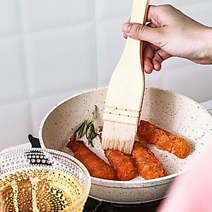 Alminionary 4Pcs Pastry Brushes Basting Oil Brush with Boar Bristles and Hardwood Handles BBQ Cooking Baking Brush for Spreading Butter, Egg Liquid to Pastries, Dessert, Bread Dough