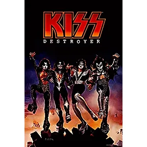 Kiss Destroyer Poster Album Cover Vinyl Kiss Poster Kiss Band Merchandise Kiss Collectibles Kiss Memorabilia Heavy Metal Music Merch 1970s Retro Vintage Makeup Cool Wall Decor Art Print Poster 24x36