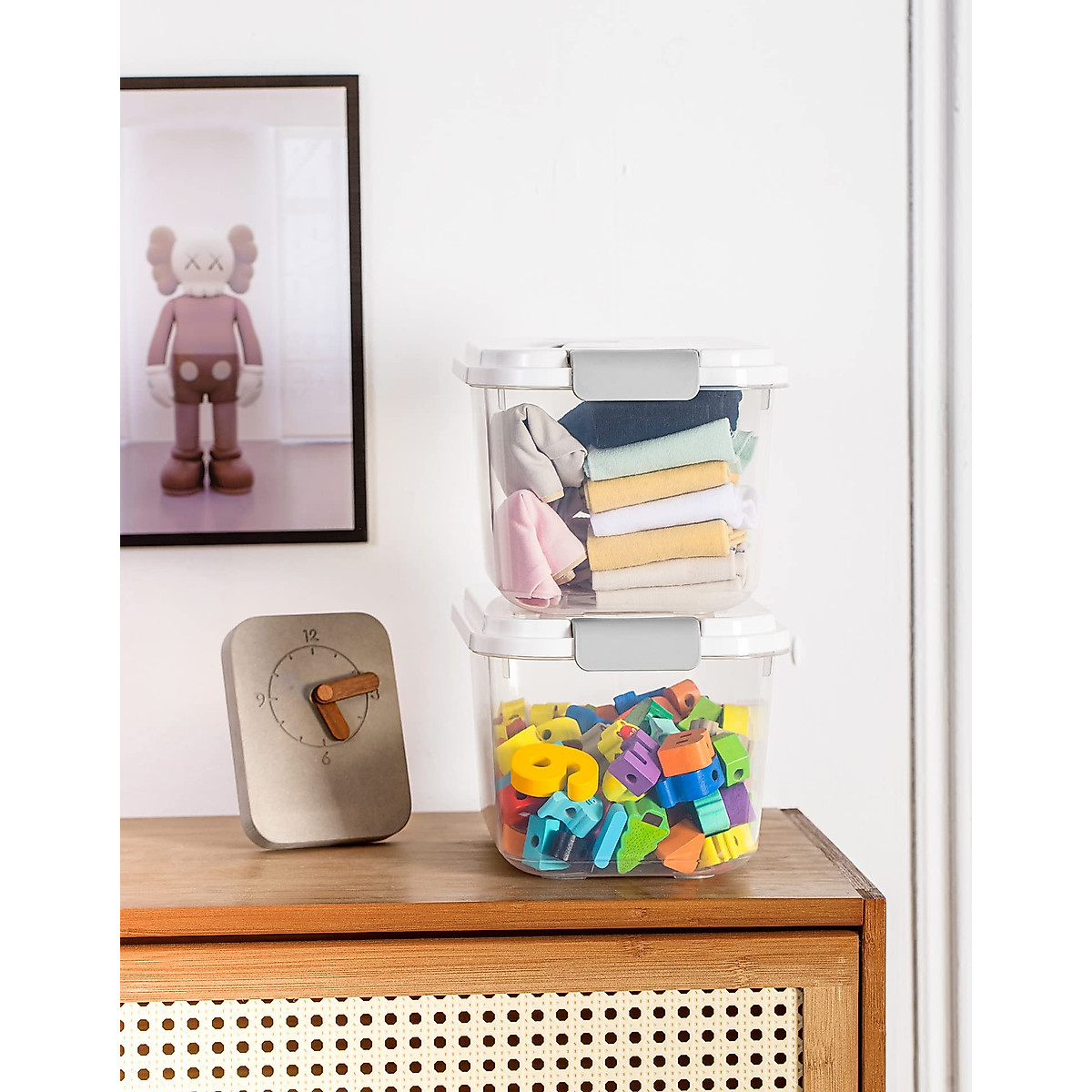 YYXB 8 Pack Clear Latch Box/Bins with Handle and Lid, Plastic Stackable Latching Box for Storage, Multi-Purpose, 5Litre/5.5 Quart