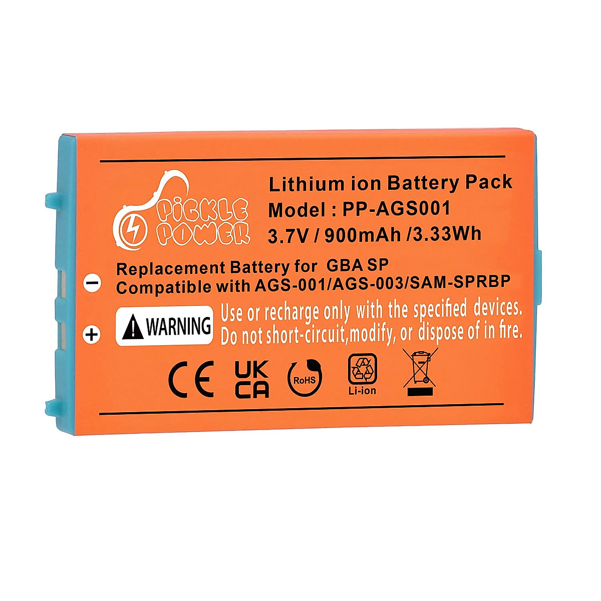 GBA SP Battery Replacement, Pickle Power 900mAh Rechargeable Lithium-ion Battery with Tool Kit Compatible With Nintendo Gameboy Advance SP Battery