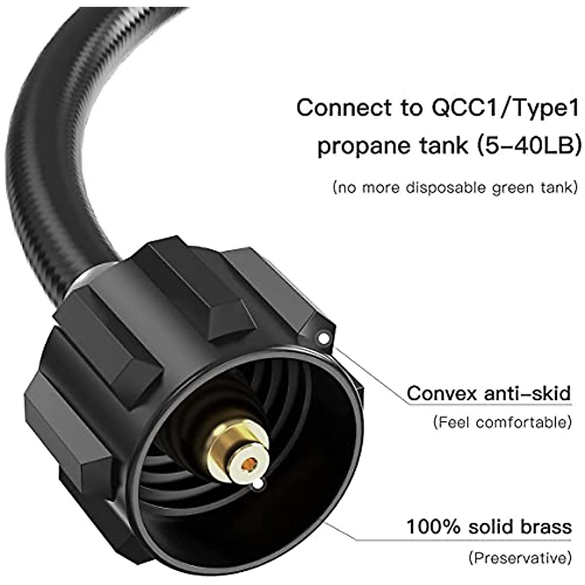 Jadalife 4ft Propane Hose Adapter1lb to 20lb, Propane Grill Hose fit for Weber/Coleman/Blackstone Grill, Buddy Heater, Smoker, Camping Stove