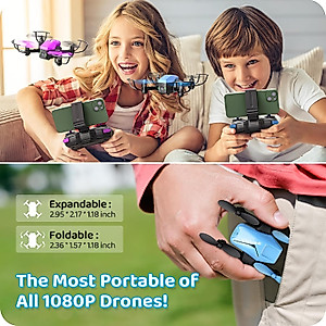 ATTOP Mini Drone for Kids with 1080P Camera - Foldable FPV Drone for Kids, Pocket RC Quadcopter with 2 Batteries, One Key Start, Altitude Hold, Headless Mode, 3D Flips, Toys Gifts for Boys Girls