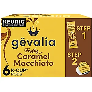 Gevalia Caramel Macchiato Espresso K-Cup Coffee Pods and Froth Packets (6 Pods and Froth Packets)