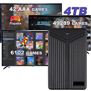 Emulator Console Game HDD with 55433 Video Games, 4T Retro Game Console Hard Drive with 80+ Emulator Console, 42 AAA PC Games, 3 Game Systems, Sata 3 to USB 3.0 Cable, Plug and Play for Win 8.1/10/11