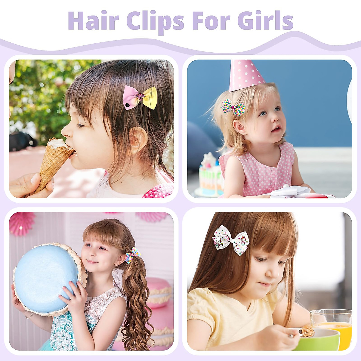 YQLOGY Hair Bows (Bundle Of 12 Bows) 7 Days Of The Week Hair Clips For girls, 12 Count (Pack of 1)