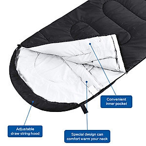 ASHOMELI Camping Sleeping Bag - 4 Season Warm & Cool Weather - Summer, Spring, Fall, Winter, Lightweight, Waterproof Sleeping Bags for Adults & Kids - Camping, Traveling, Indoors and Outdoors
