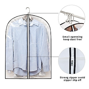 Mskitchen Hanging Clothes Bag with 4" Gusseted Garment Bag (Set of 6) for Storage Suit Bag for Closet Clear Garment Bags Jacket Covers Garment Bags for Suits, Sweaters, Shirts - 24" x 32"x 4"/ 6 Pack