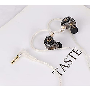 Linsoul QKZ x HBB 10mm Titanium-Coated Diaphragm HiFi in-Ear Monitor Earphones with Semi-Open Cavity, Detachable 2Pin Silver-Plated Cable, Noise Canceling for Audiophile (Black, Without Mic)