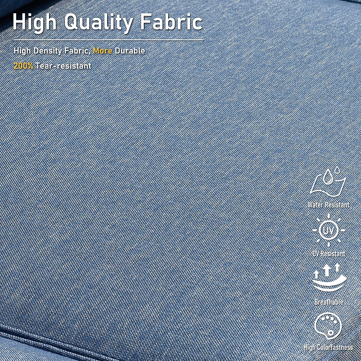 HOOOWOOO Patio Outdoor Conversation Set with Fire Pit Table,6 Piece Modern Outside Furniture with Swivel Rocking Chairs,PE Wicker Out Door Furniture Sofa Set(Denim Blue)