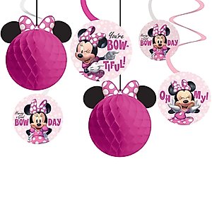 Honeycomb Paper Party Swirls - 7" & 5" | Assorted | Pack of 12, Minnie Mouse Forever