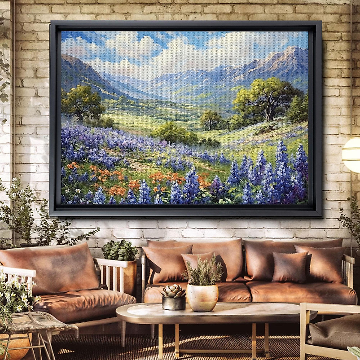 Enchanting Texas, Native Texas Hill Country Bluebonnet Landscape - Fine Art Print Mounted in a White Mat Board