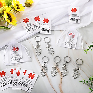 Landical 30 Sets Christmas Thank You Gift Bulk Teacher Appreciation Gifts Puzzle Keychain with Thank You Card Organza Bag for Teacher