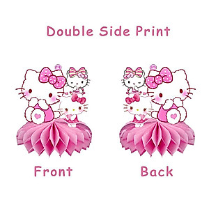 8Pcs kitty Honeycomb Table Centerpiece, kitty Birthday Party Supplies Table Decorations for Kids Party Decorations