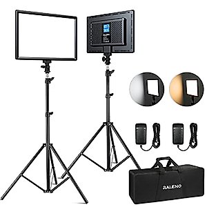 RALENO 2 Packs LED Video Light and 75inches Stand Lighting Kit, CRI 95+ Photography Lighting with 8000mAh Built-in Battery & LCD Display, Studio Lights for TikTok, YouTube, Live Streaming, Videography
